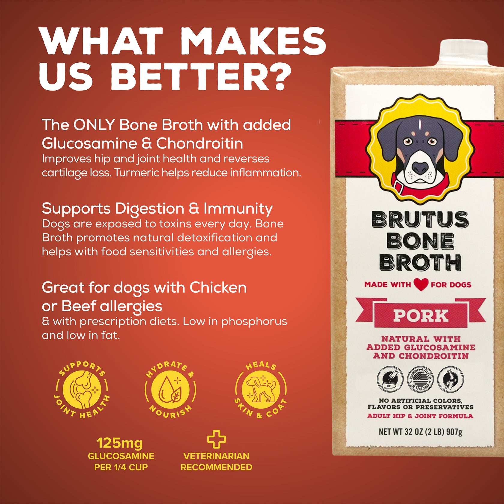 Brutus Bone Broth for Dogs – Pork| Dog Food Topper & Dog Food Gravy ...